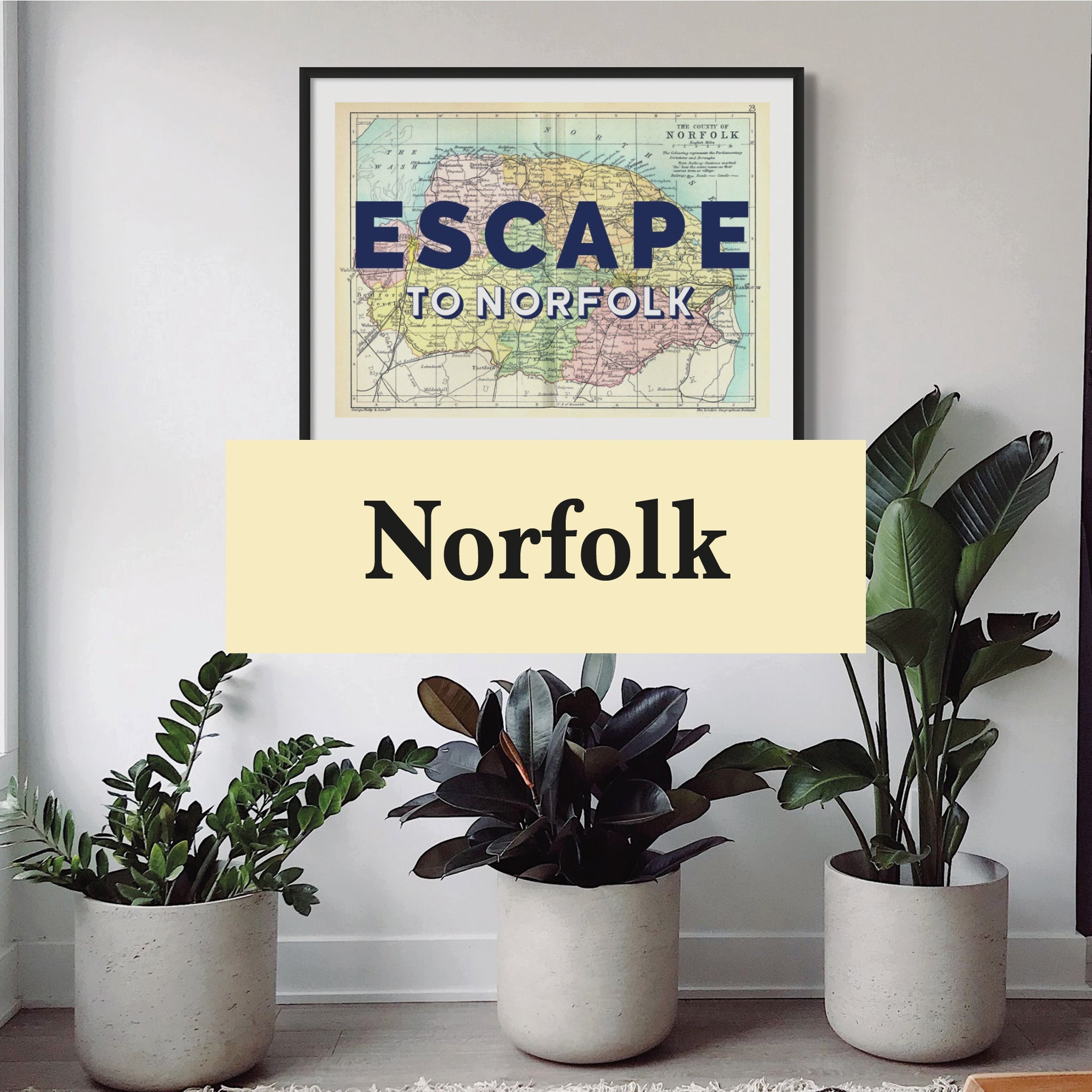 Norfolk Map Art - Vintage maps of Norfolk with word art and typography ...