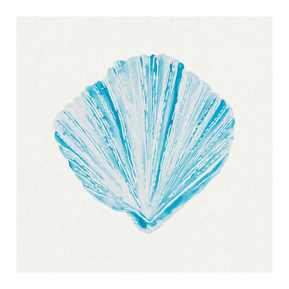 Aqua Watercolour Fan Shell | Shell Print Wall Art – Beach House Art