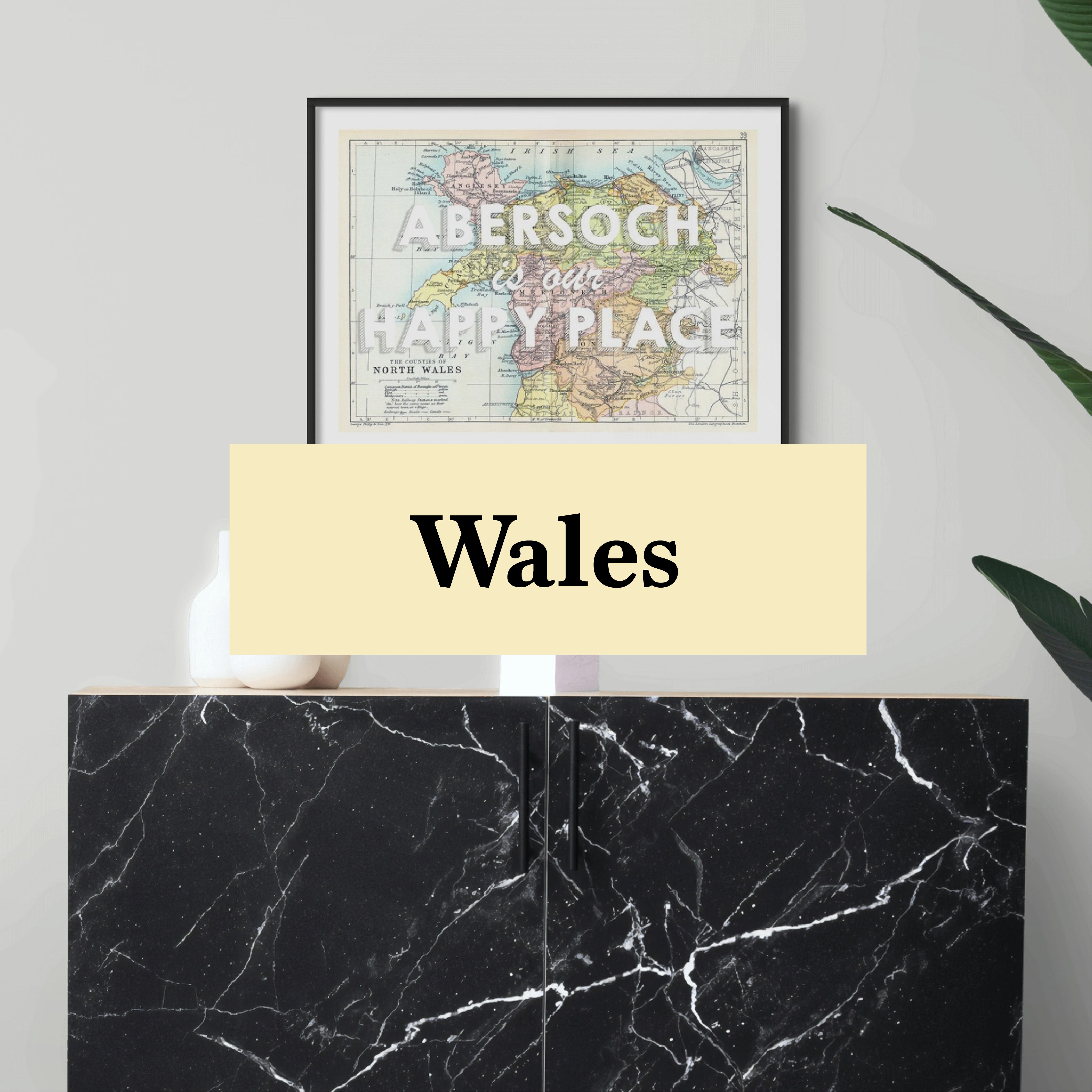 Wales Map Prints - Vintage Map Prints Of Wales | Beach House Art
