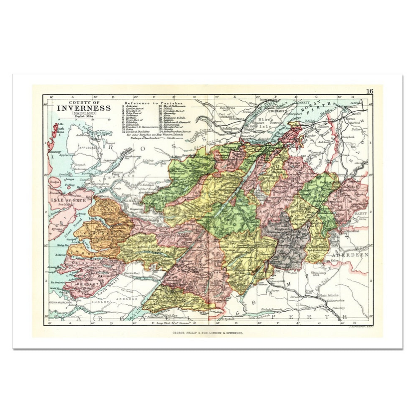 Highlands Map Print | Vintage Highlands Map print - Unframed – Beach ...