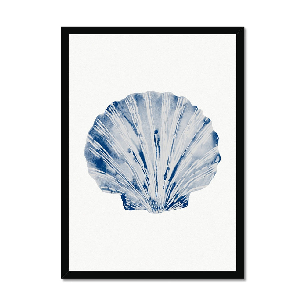 Watercolour Shell Art | Blue Art Scallop Shell Print - Framed – Beach ...