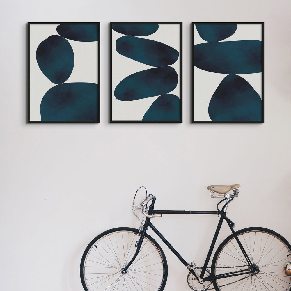 Navy Abstract Art | Abstract Solid Shape Art - Beach House Art