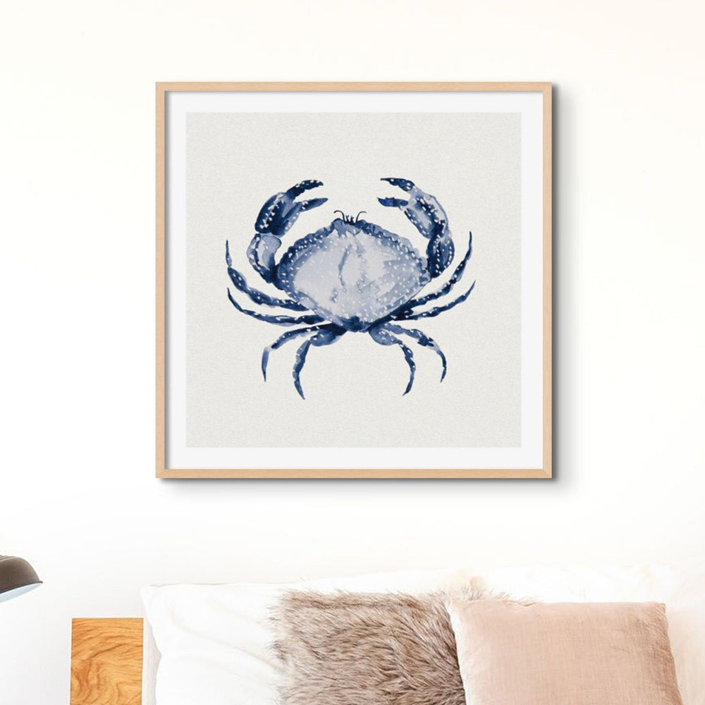 Indigo Dot Watercolour | Crab Art - Unframed - Beach House Art