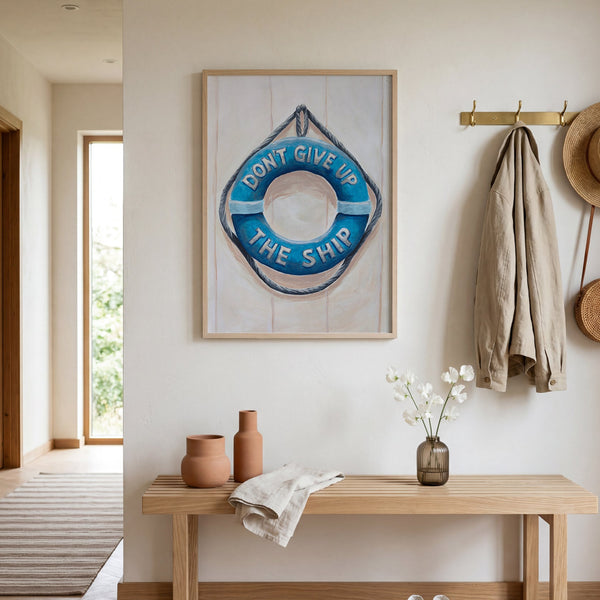 Don’t Give Up The Ship Life Buoy Painting | Nautical Wall Art - Unfram ...
