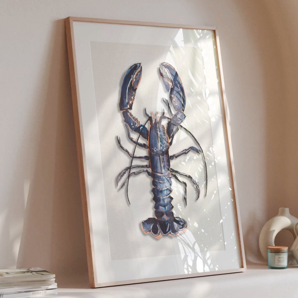 Lobster Art Print (Kitchen Wall Art) - Beach House Art