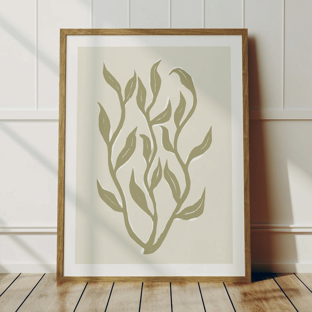 Set of three abstract neutral Lino Cut seaweed prints- Framed | Beach ...