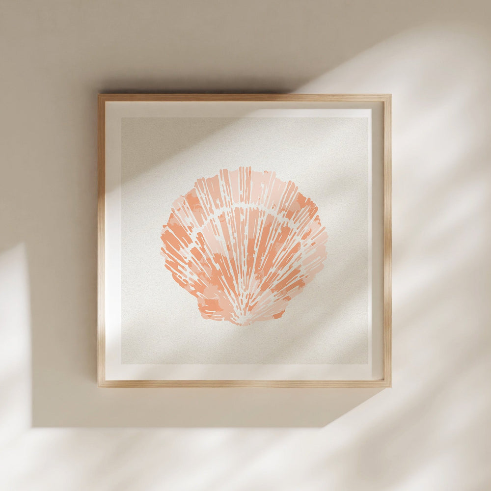 Peach Shell & Coral Prints – Set of 3 Coastal Wall Art – Beach House Art