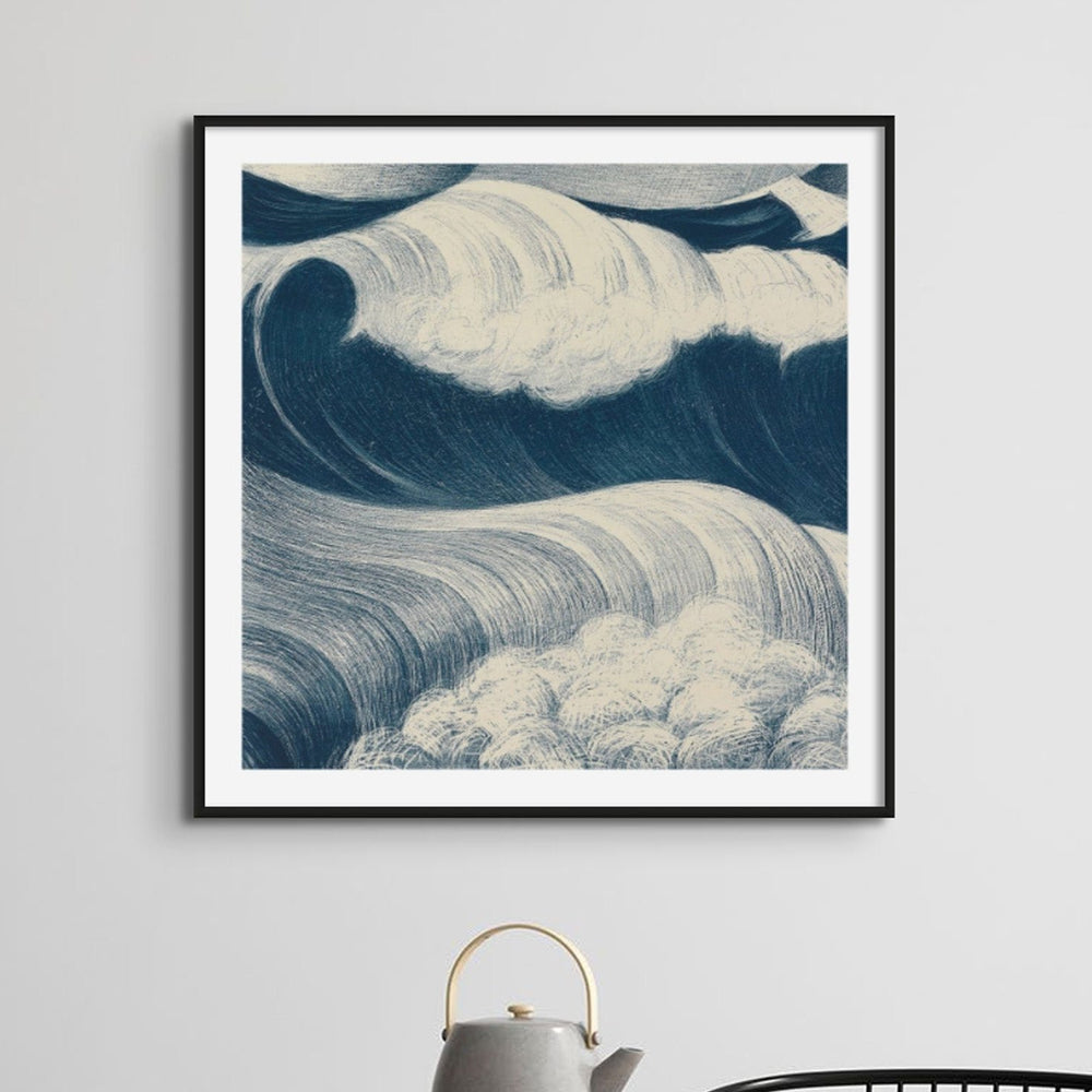 Wave Art | Seascape Wall Art Print | Beach House Art - Framed