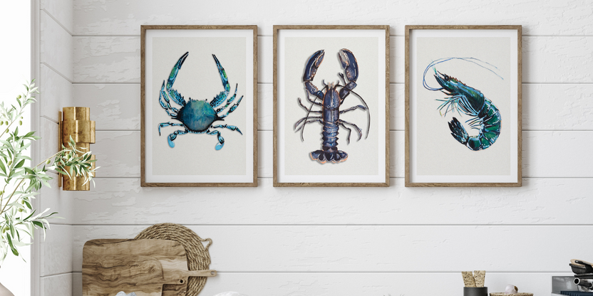 Shellfish Art Prints and Fish Art Prints - Beach House Art