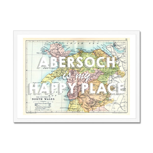 Abersoch is my Happy Place Quote on Vintage North Wales Map Print - Fr ...