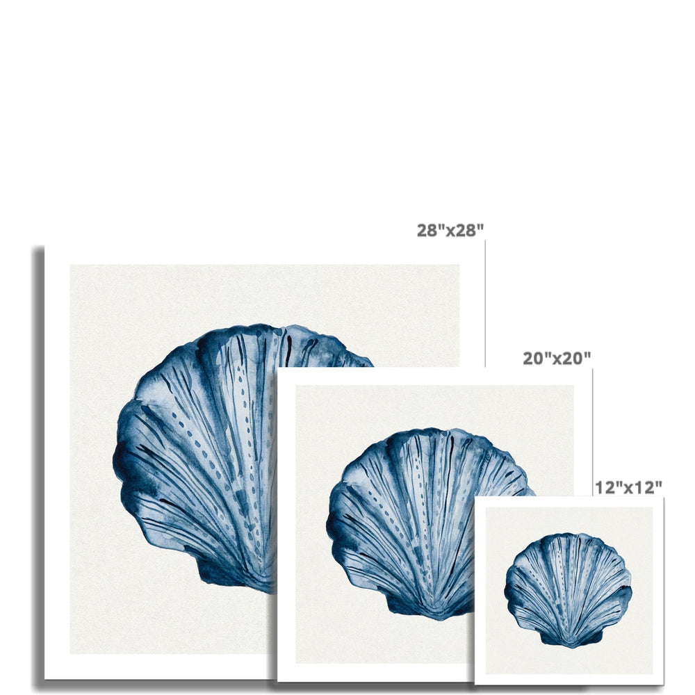 Indigo Watercolour Scallop Shell Painting | Shell Art Print - Unframed ...
