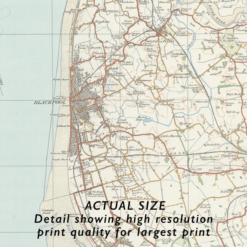 Blackpool Vintage Map Print | Map Print of Blackpool Fine Art Print ...