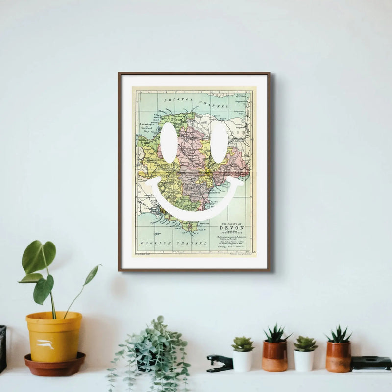 Devon Makes Me Happy (Devon Map) Vintage Map Art Fine Art Print - Beach ...