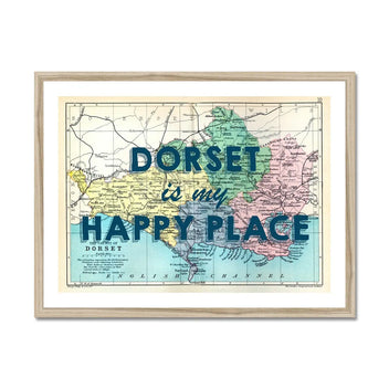 Dorset is my Happy Place (Dorset Map) - Vintage Map Art - Beach House Art
