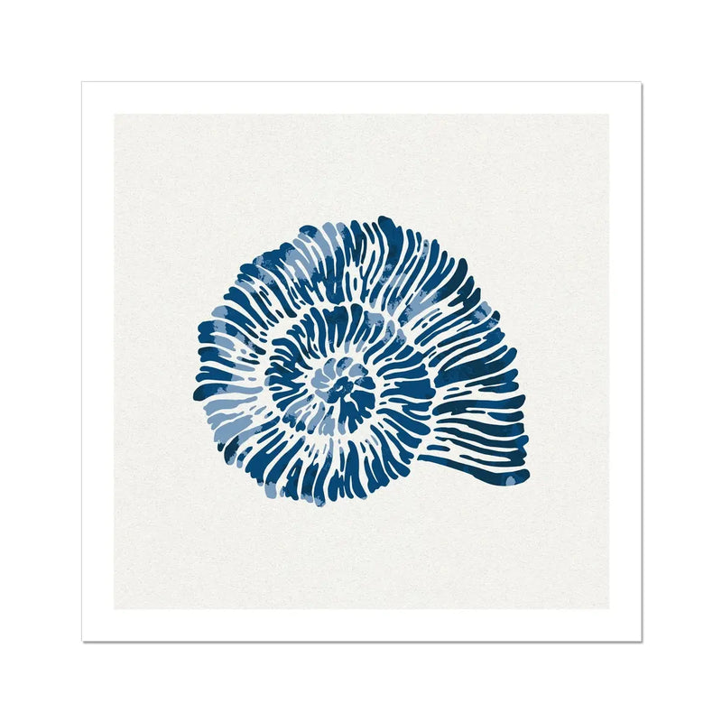 Indigo Spiral Shell Art Print | Watercolour Shell Art - Unframed ...