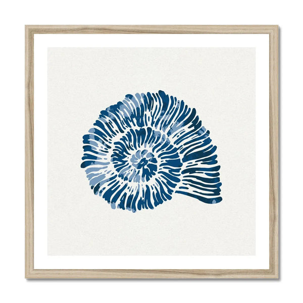 Indigo Spiral Shell Art Print | Watercolour Shell | Beach House Art