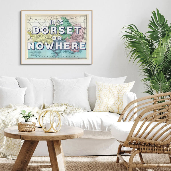 Map of Dorset Print | Vintage Map of Dorset Print - Beach House Art
