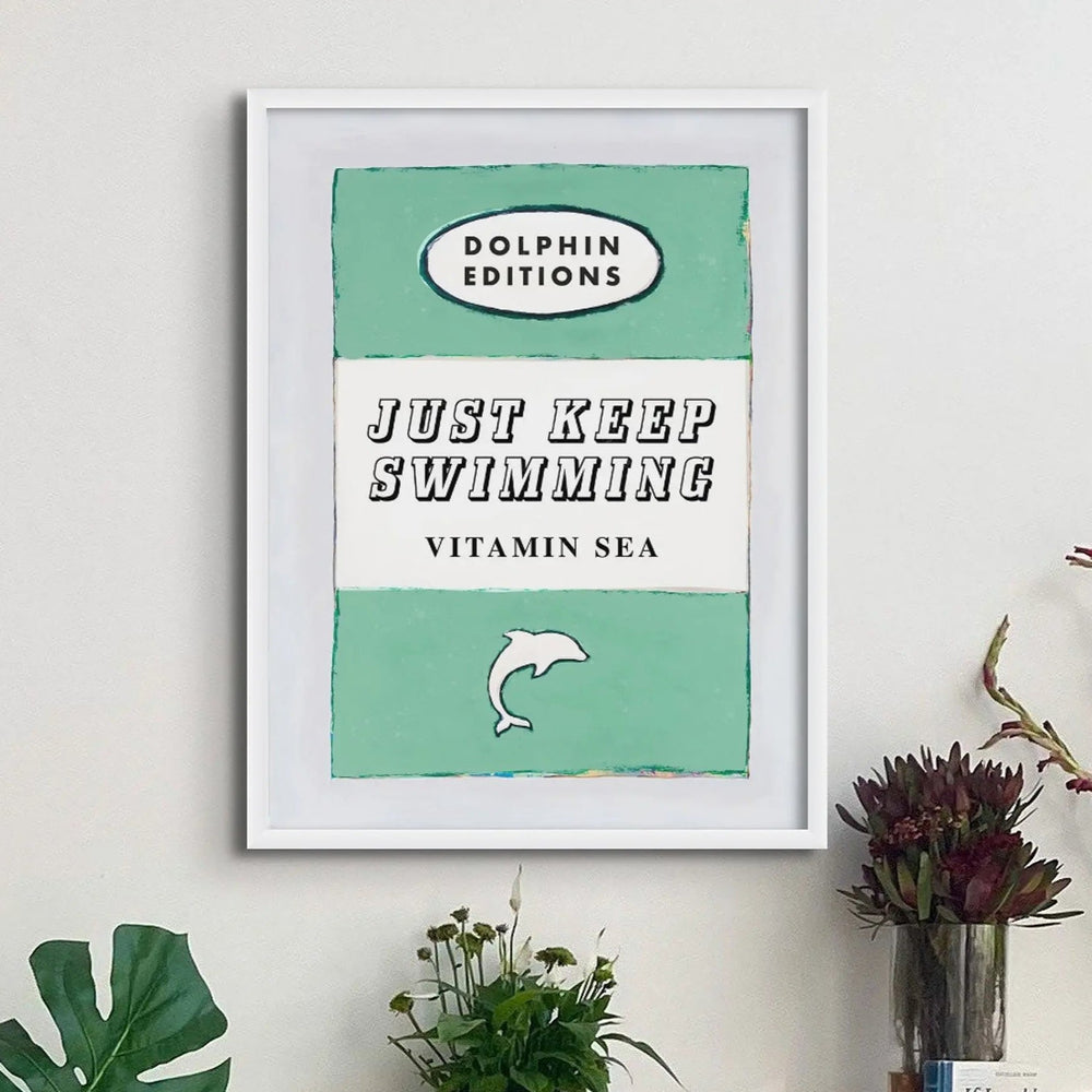 Just Keep Swimming (Jade) | Book Cover Art Print | Beach House Art
