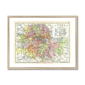 Framed London Map Print - Vintage London Map - Beach House Art
