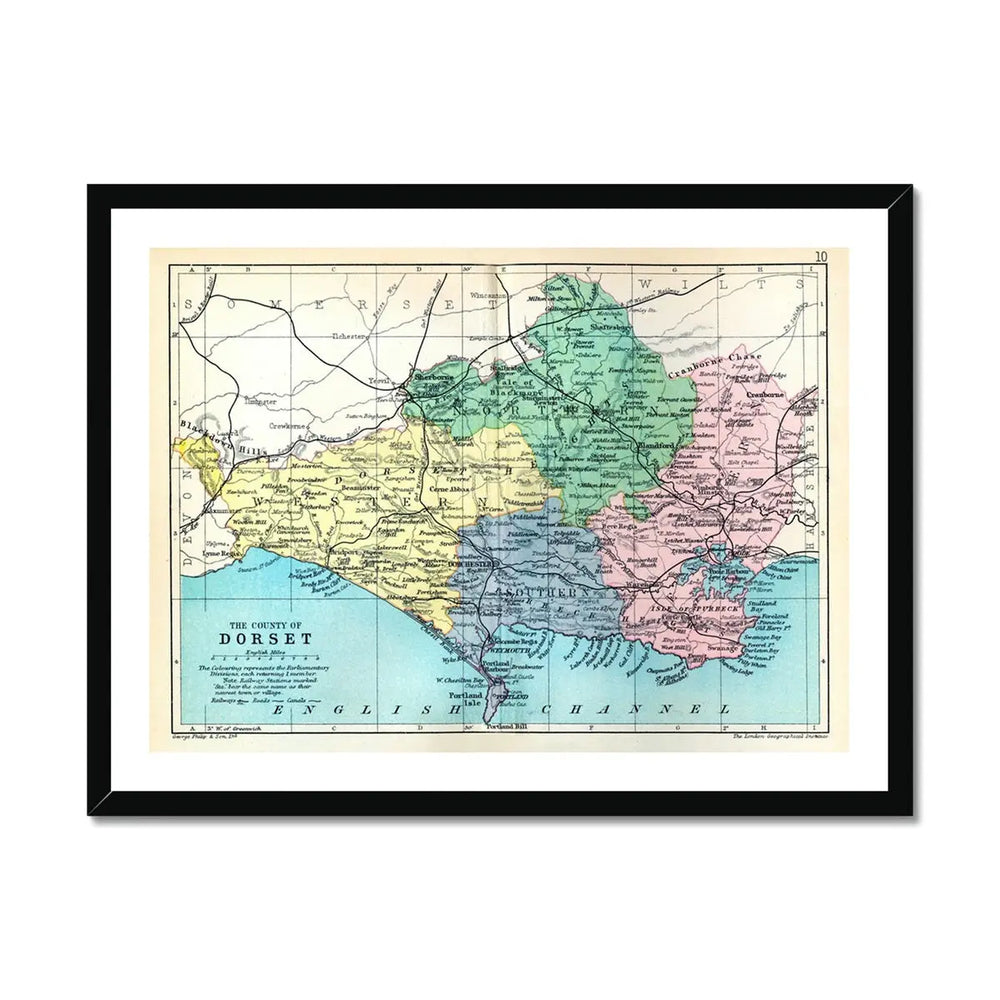 Map of Dorset Print | Vintage Map of Dorset Print - Beach House Art