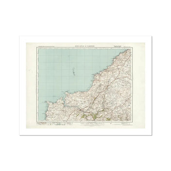 Map of North Cornwall Print | Vintage Map of North Cornwall Print ...