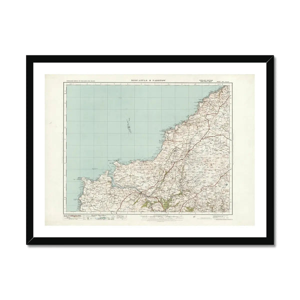 Map of North Cornwall Print | Vintage Map of North Cornwall Print ...