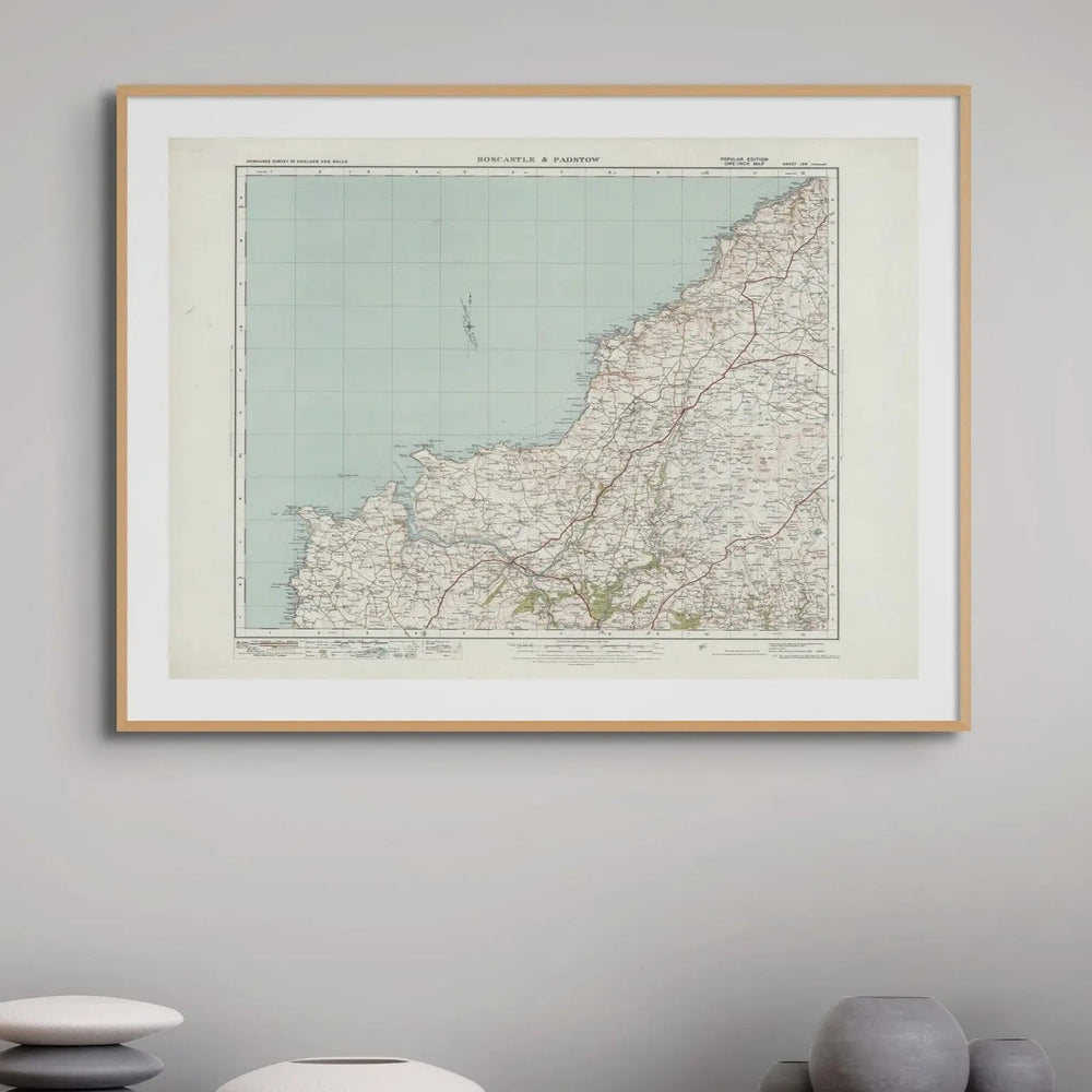 Map of North Cornwall Print | Vintage Map of North Cornwall Print ...