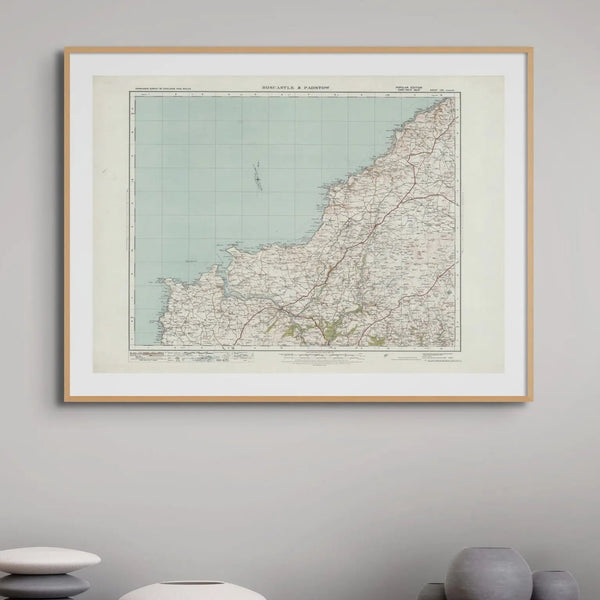 Map of North Cornwall Print | Vintage Map of North Cornwall Print ...