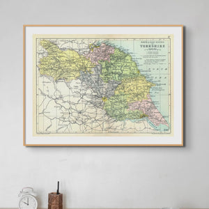 Map of West Riding Print | Vintage Map of West Yorkshire Print - Beach ...