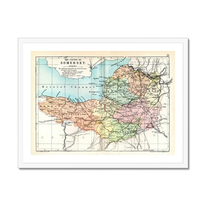 Map of Somerset Print | Vintage Map of Somerset Print - Beach House Art