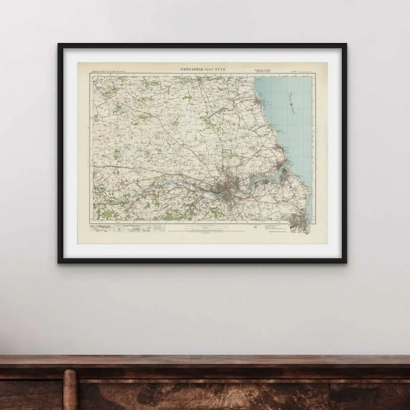 Newcastle Vintage Map Print | Map Print of Newcastle Fine Art Print ...