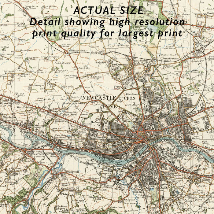 Newcastle Vintage Map Print | Map Print of Newcastle Fine Art Print ...