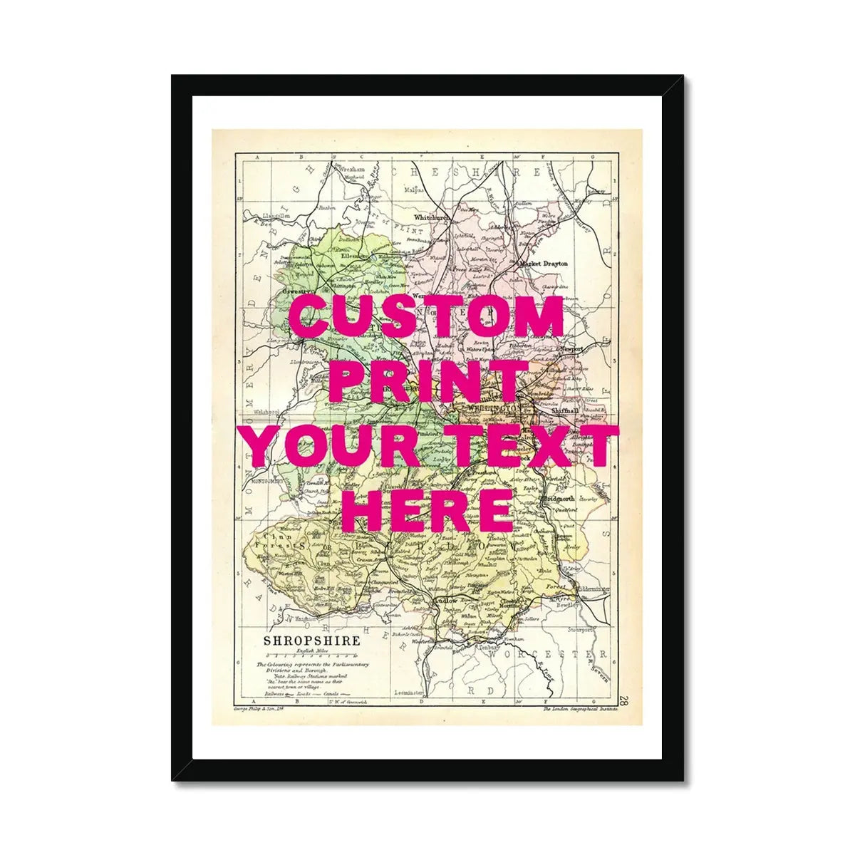 Shropshire Personalised Map Print | Map of Shropshire – Beach House Art