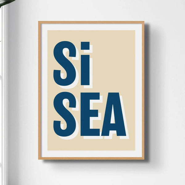 Si Sea (Sand) Word Art Print - Beach House Art