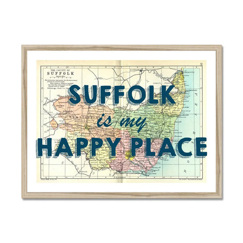 Suffolk is my Happy Place (Map of Suffolk) Vintage Map Art - Beach ...