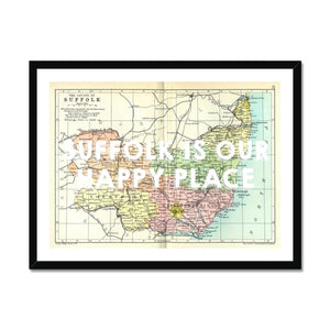 Suffolk Vintage Map Print | Old Suffolk Map Framed Print - Beach House Art