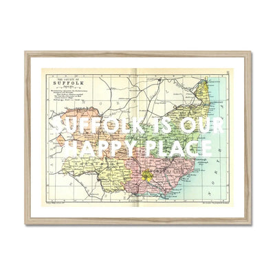 Suffolk Vintage Map Print | Old Suffolk Map Framed Print - Beach House Art