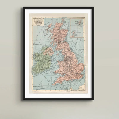 United Kingdom Map | Vintage UK Map - Beach House Art