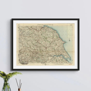 Map of West Riding Print | Vintage Map of West Yorkshire Print - Beach ...