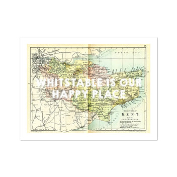 Map of Kent Print | Vintage Map of Kent Print - Beach House Art