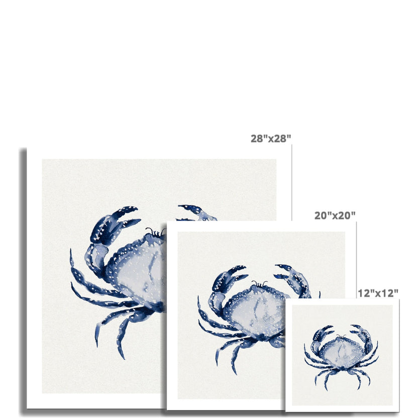Indigo Dot Watercolour | Crab Art - Unframed - Beach House Art